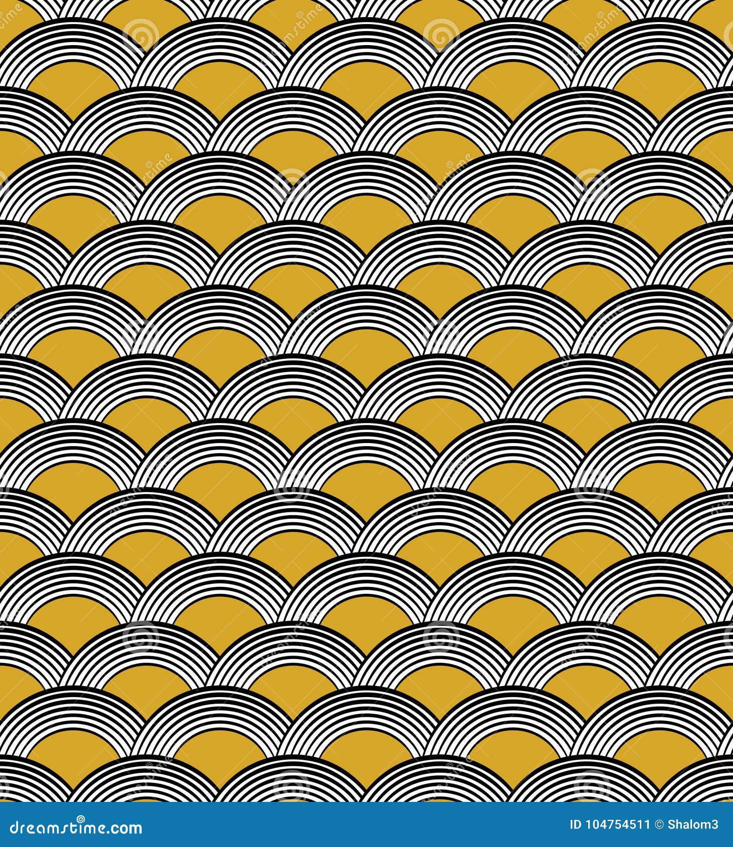 Scale Pattern on a Gold Background, Black Mono Line Seamless Patterns ...