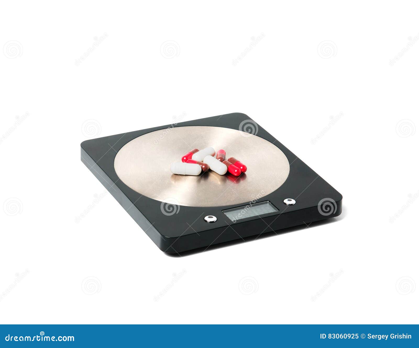 Scale with Pills on White Background Stock Image - Image of business ...