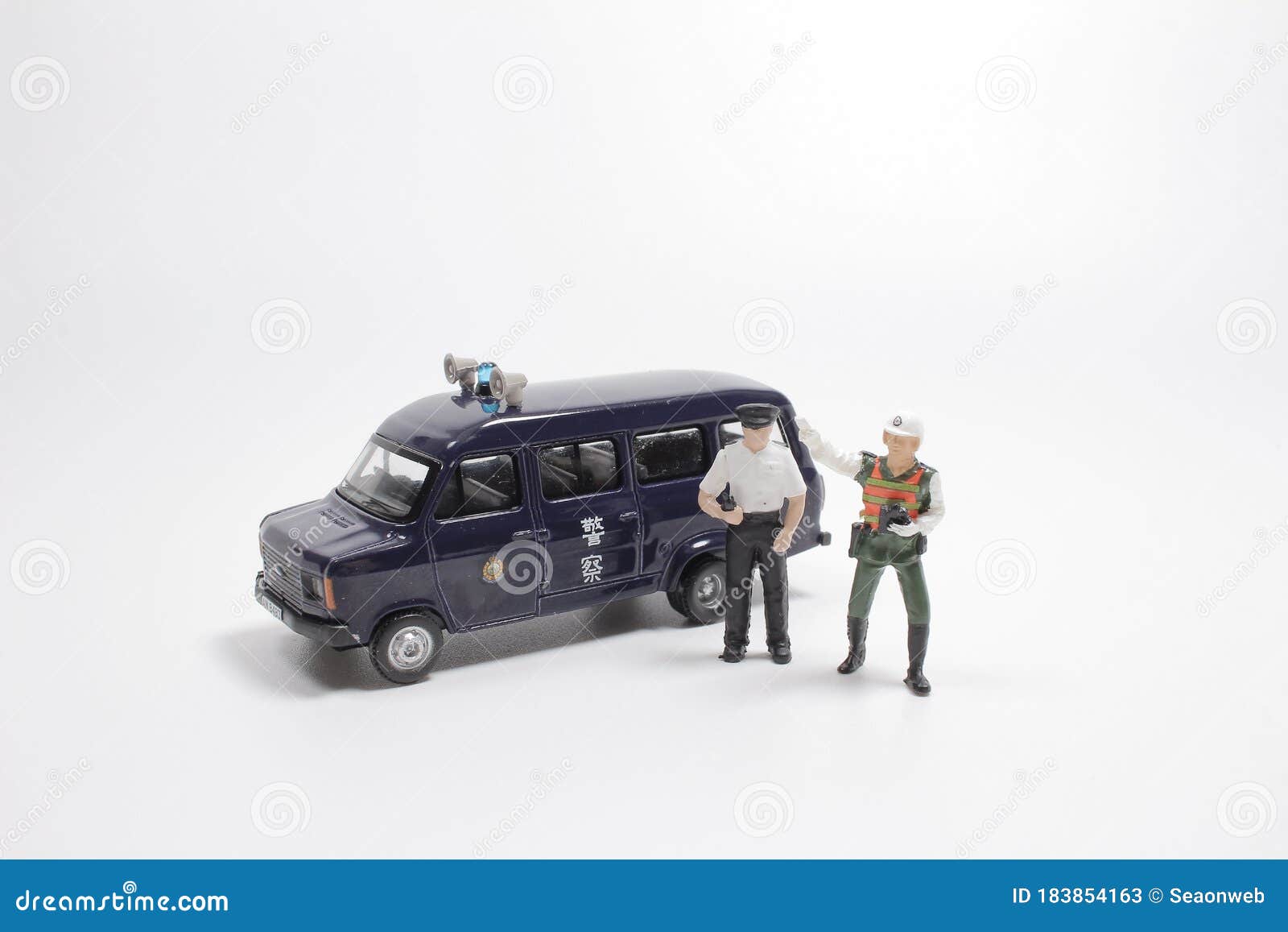 Scale Police Car Model with Figure at the White Board Stock Image ...