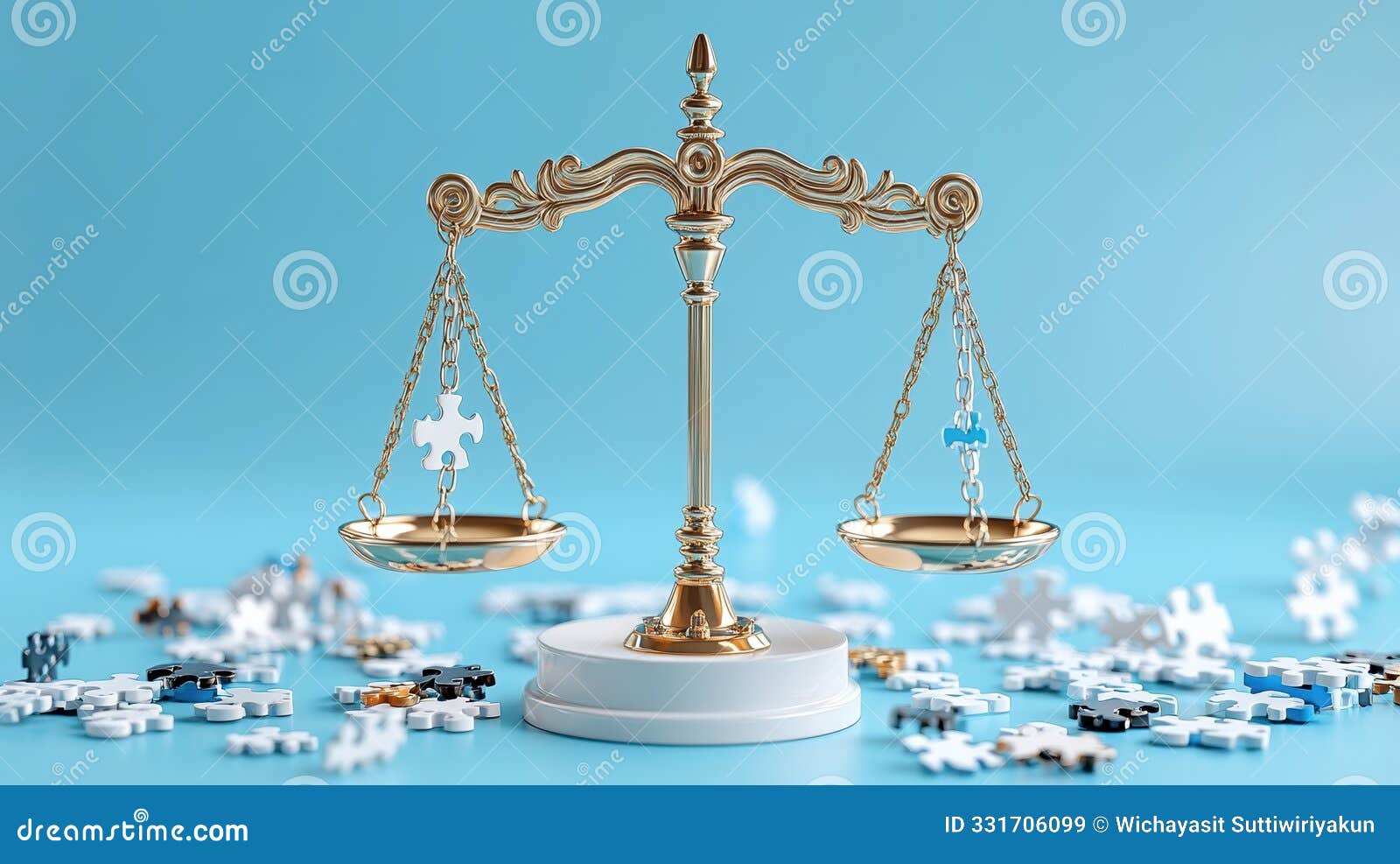 A Scale Representing Justice Amidst Colorful Puzzle Pieces, Symbolizing ...