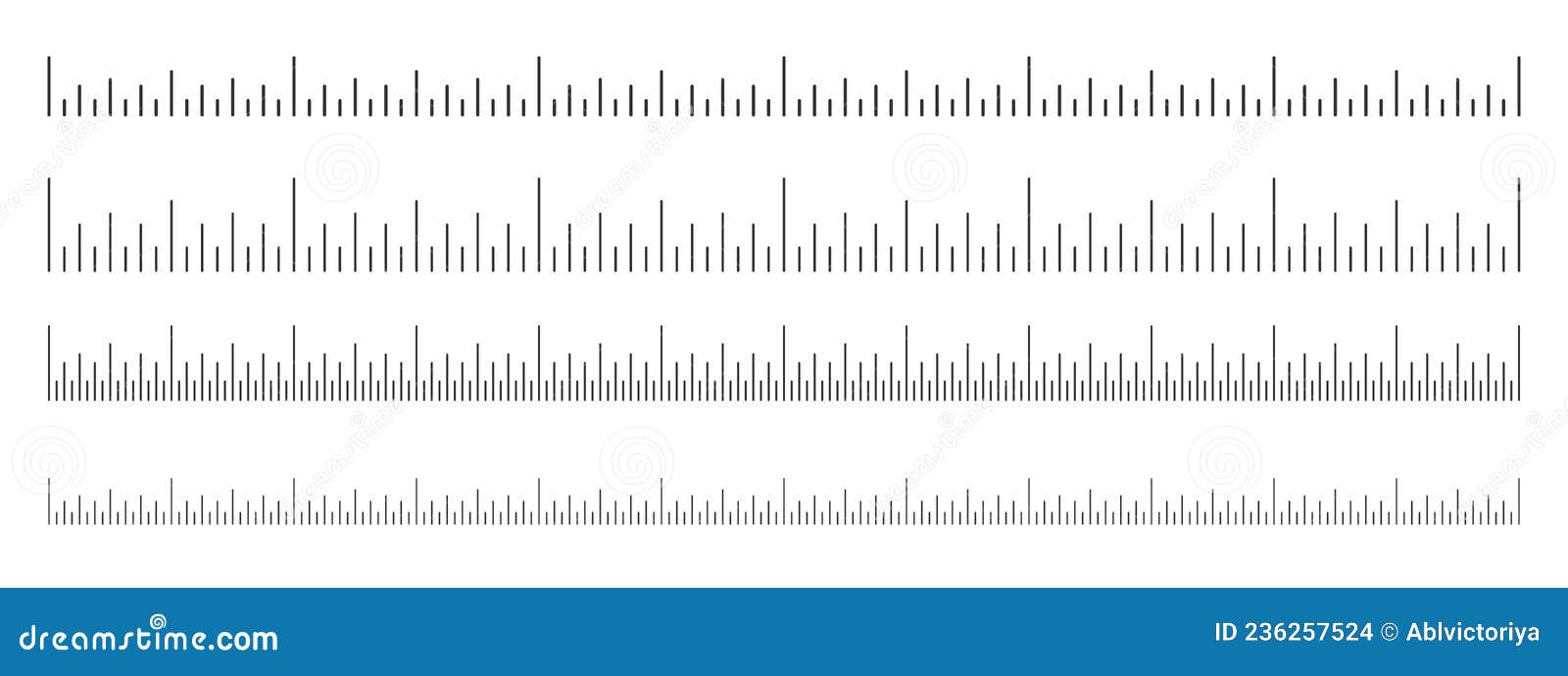 Scale of Ruler Set. Horizontal Measuring Chart with Inches Markup Stock ...