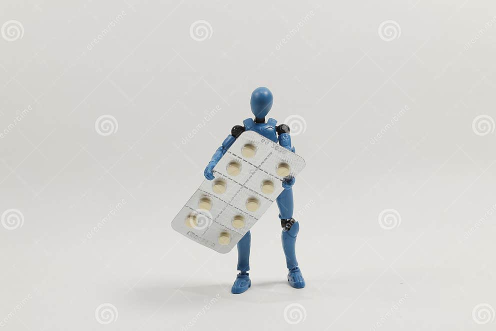 A Scale of Stick Figure Holding Pill Stock Photo - Image of blank ...