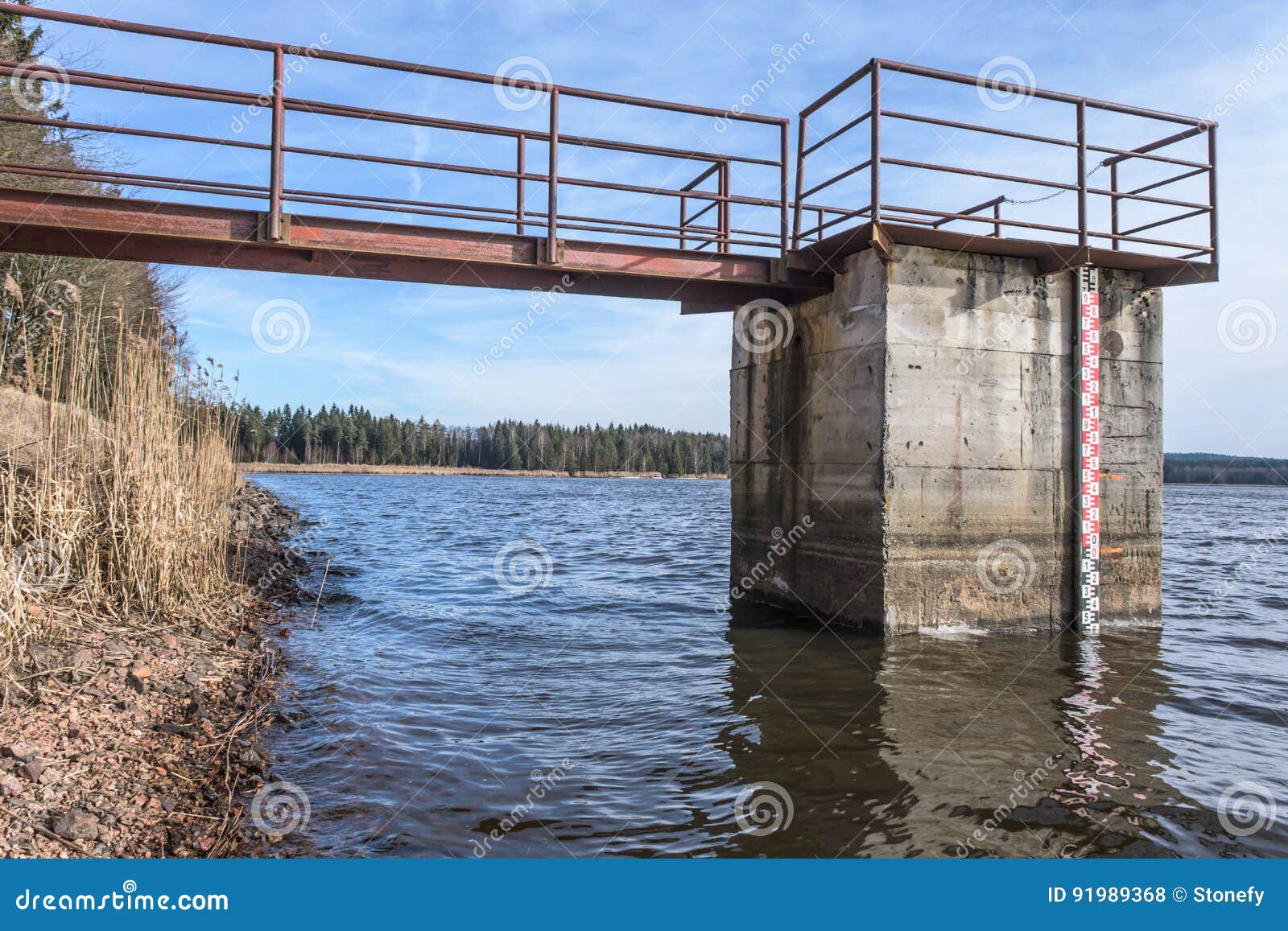 Scale To Measure the Water Level Stock Photo - Image of clouds, black ...