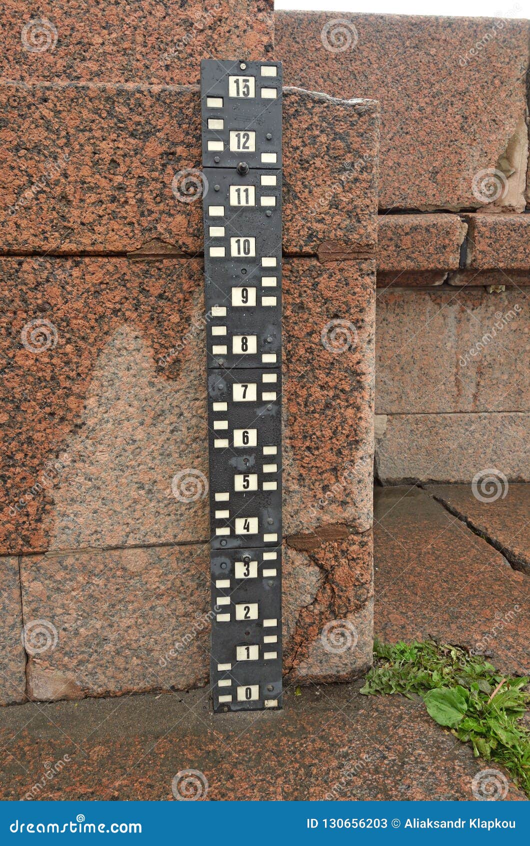 The Scale of the Level of Water in the River. Stock Image - Image of ...
