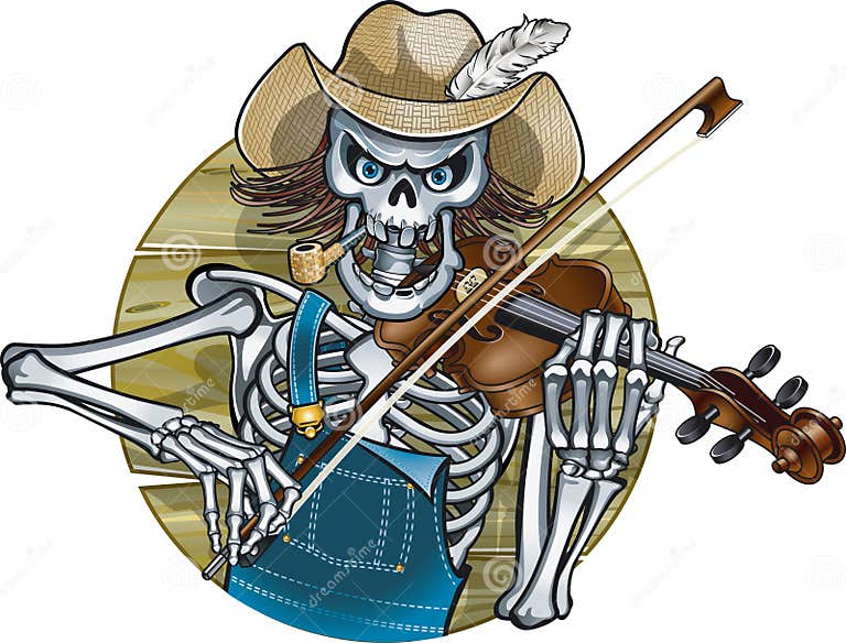 Skeleton Hillbilly Playing the Fiddle Stock Vector - Illustration of ...