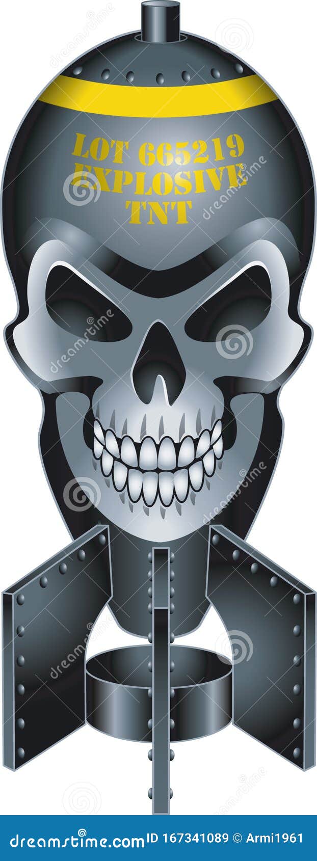 Skull air bomb stock vector. Illustration of bang, danger - 167341089