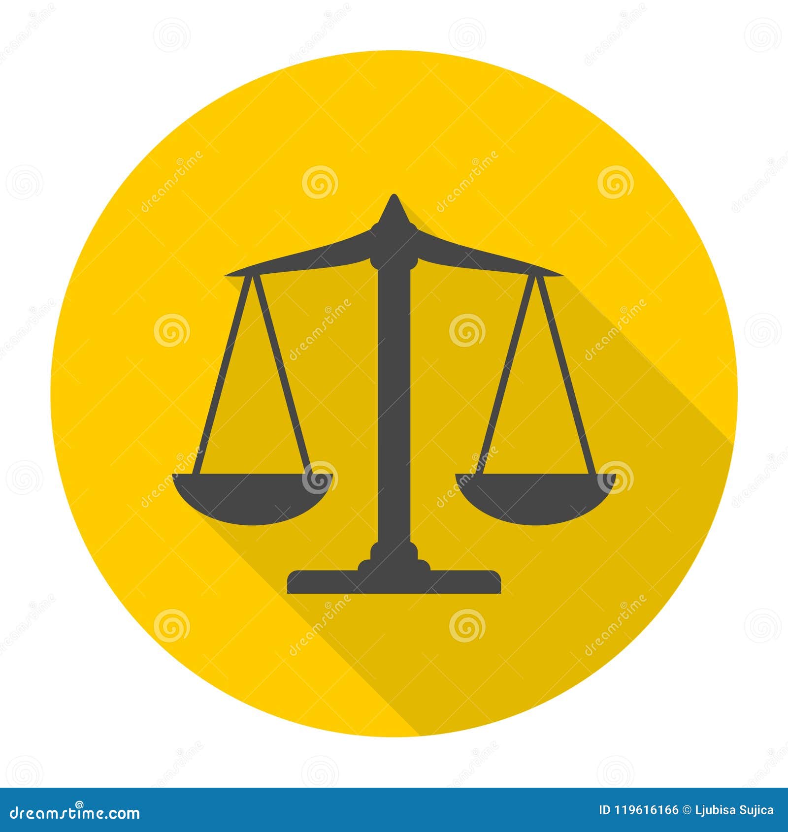 Scales Balance Icon, Justice Scale Icon with Long Shadow Stock Vector ...