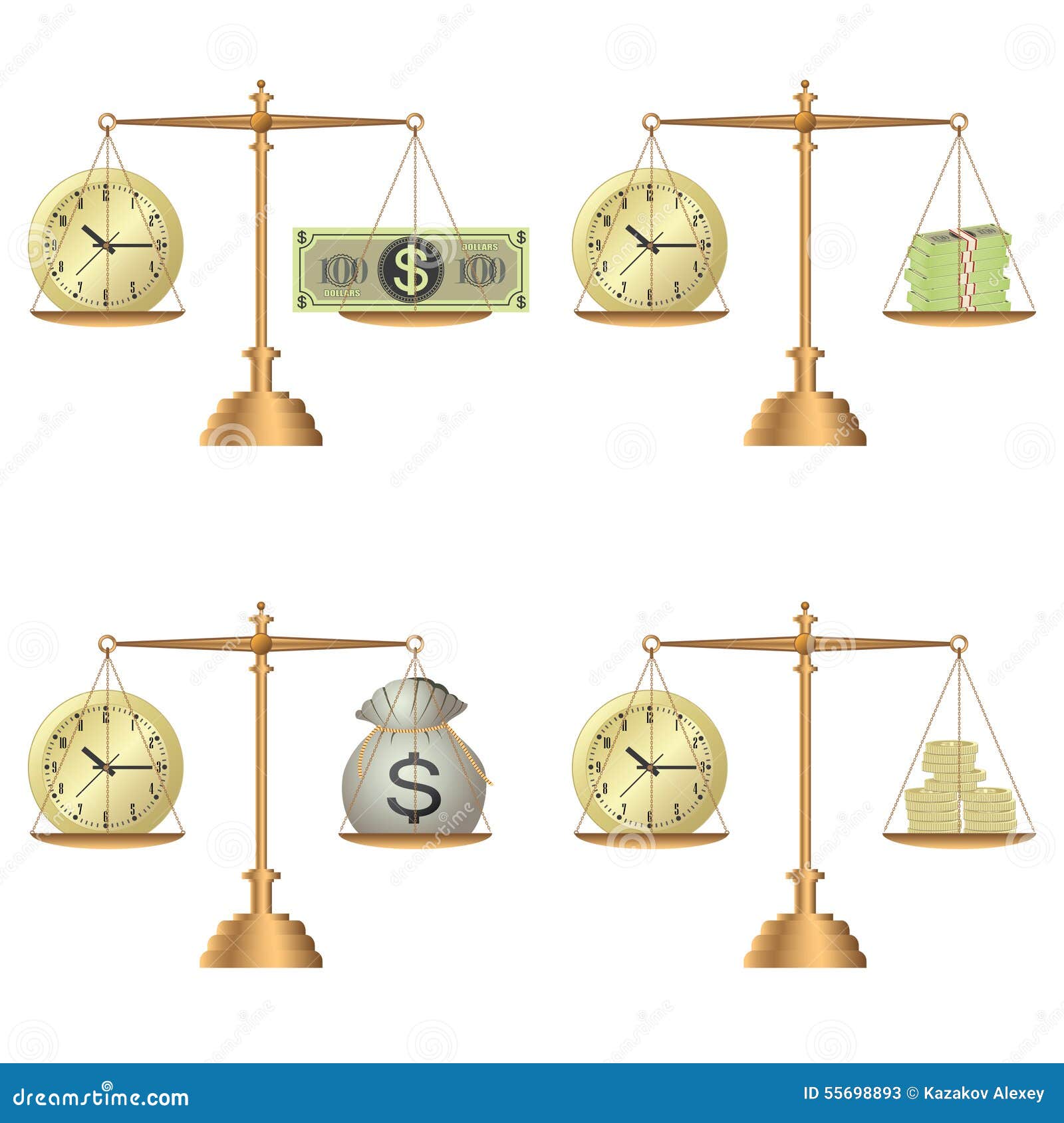 Scales with Clock and Money Stock Vector - Illustration of business ...