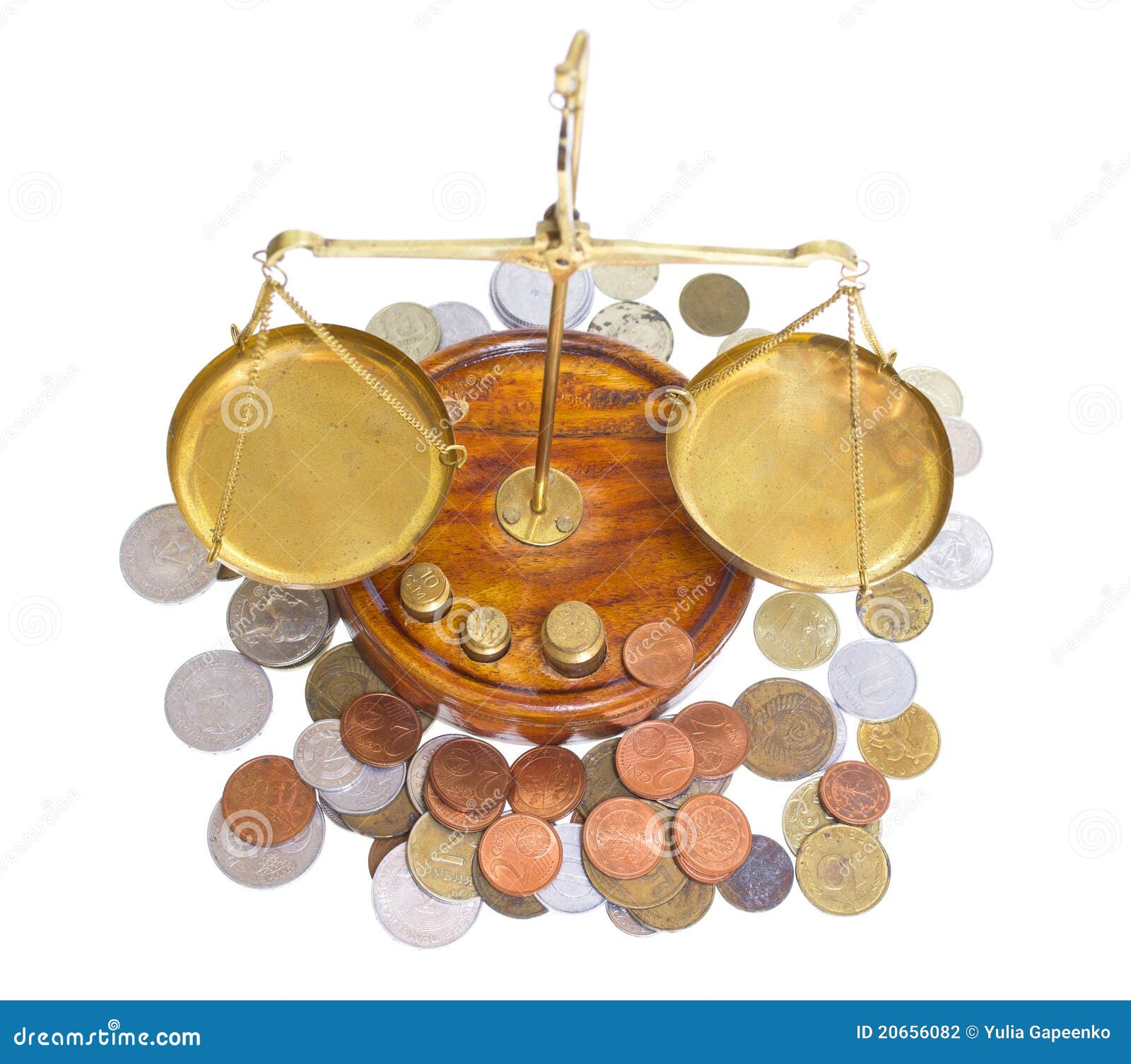 Scales and Coins on the White Background Stock Photo - Image of macro ...