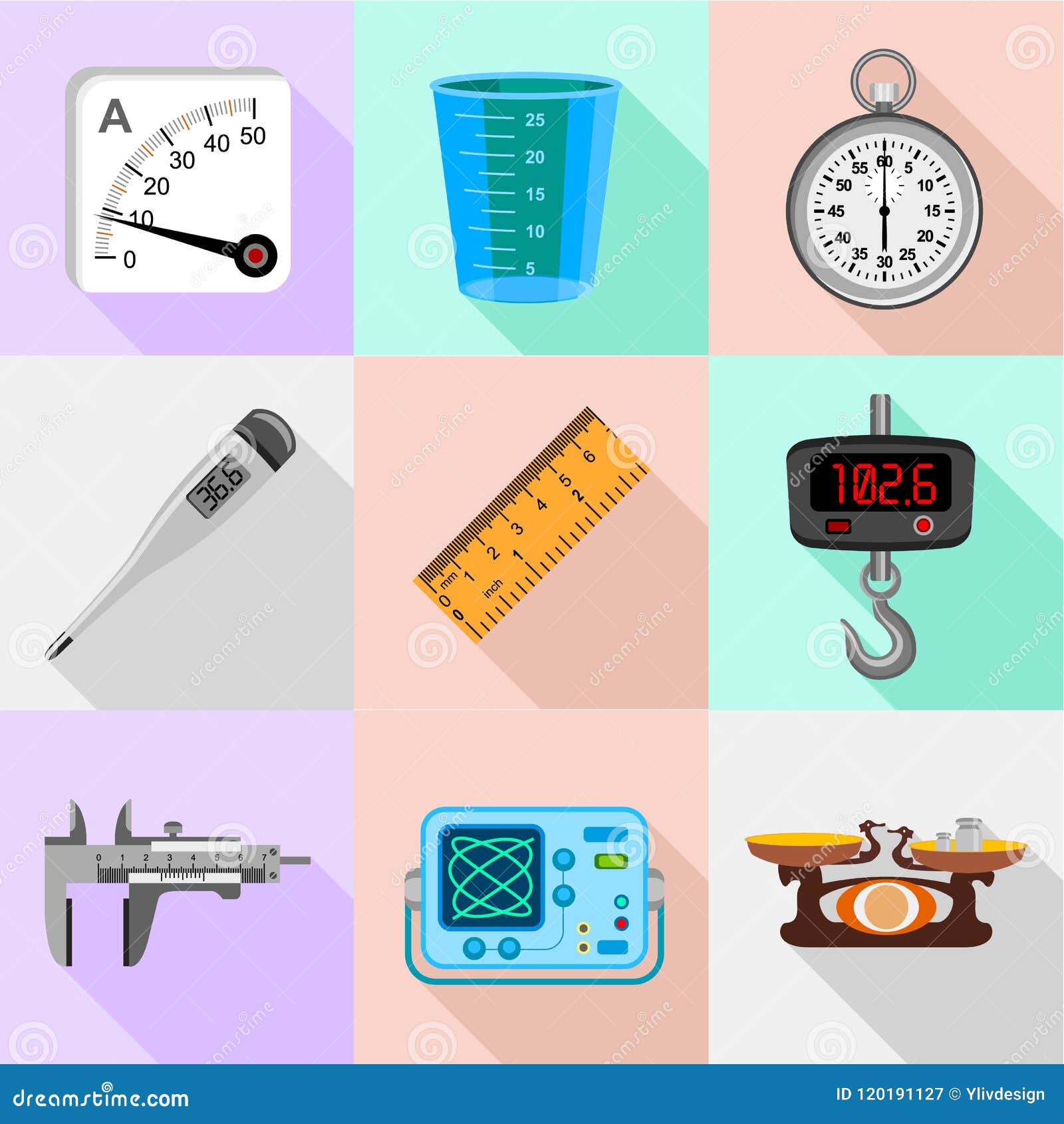 Scales Icons Set, Flat Style Stock Vector - Illustration of industry ...
