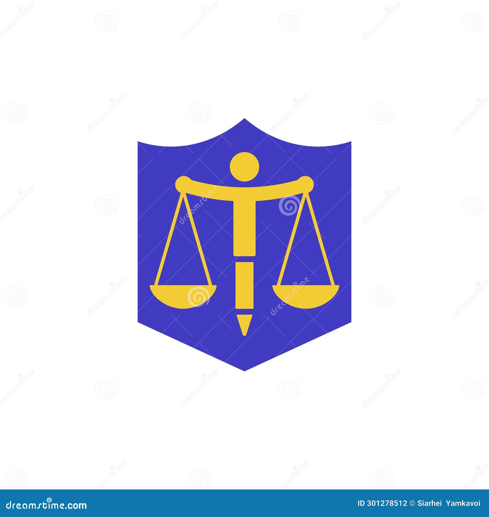Scales of Justice with an Abstract Silhouette of a Man and a Pen on ...