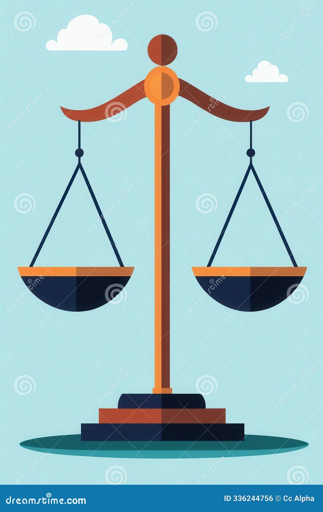 Scales of Justice Balanced with Equality Symbols, Flat Design ...