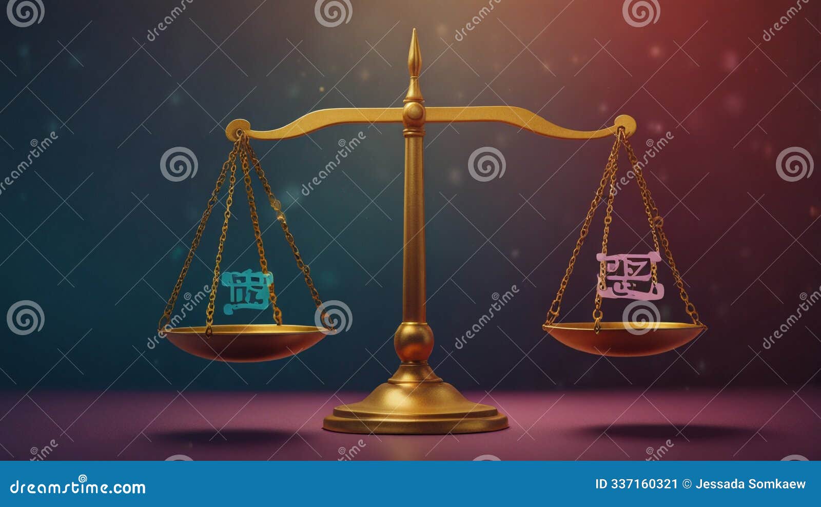 Scales of Justice Balanced with Equality Symbols, Flat Design Stock ...