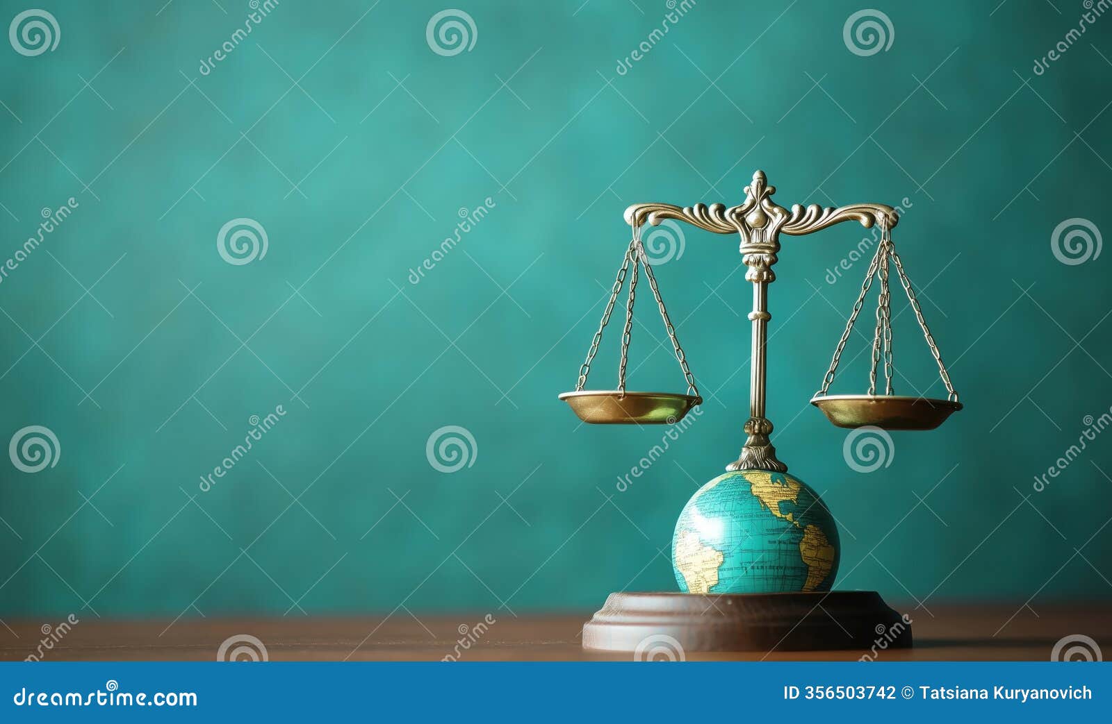 Scales of Justice Balancing on Globe Symbolizing Global Law and Justice ...