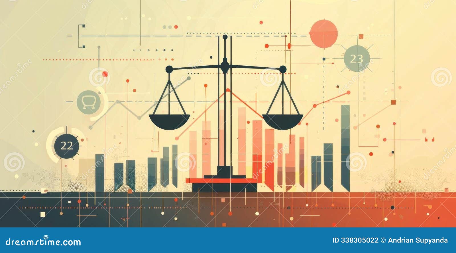 Scales of Justice and Data Visualization Stock Illustration ...