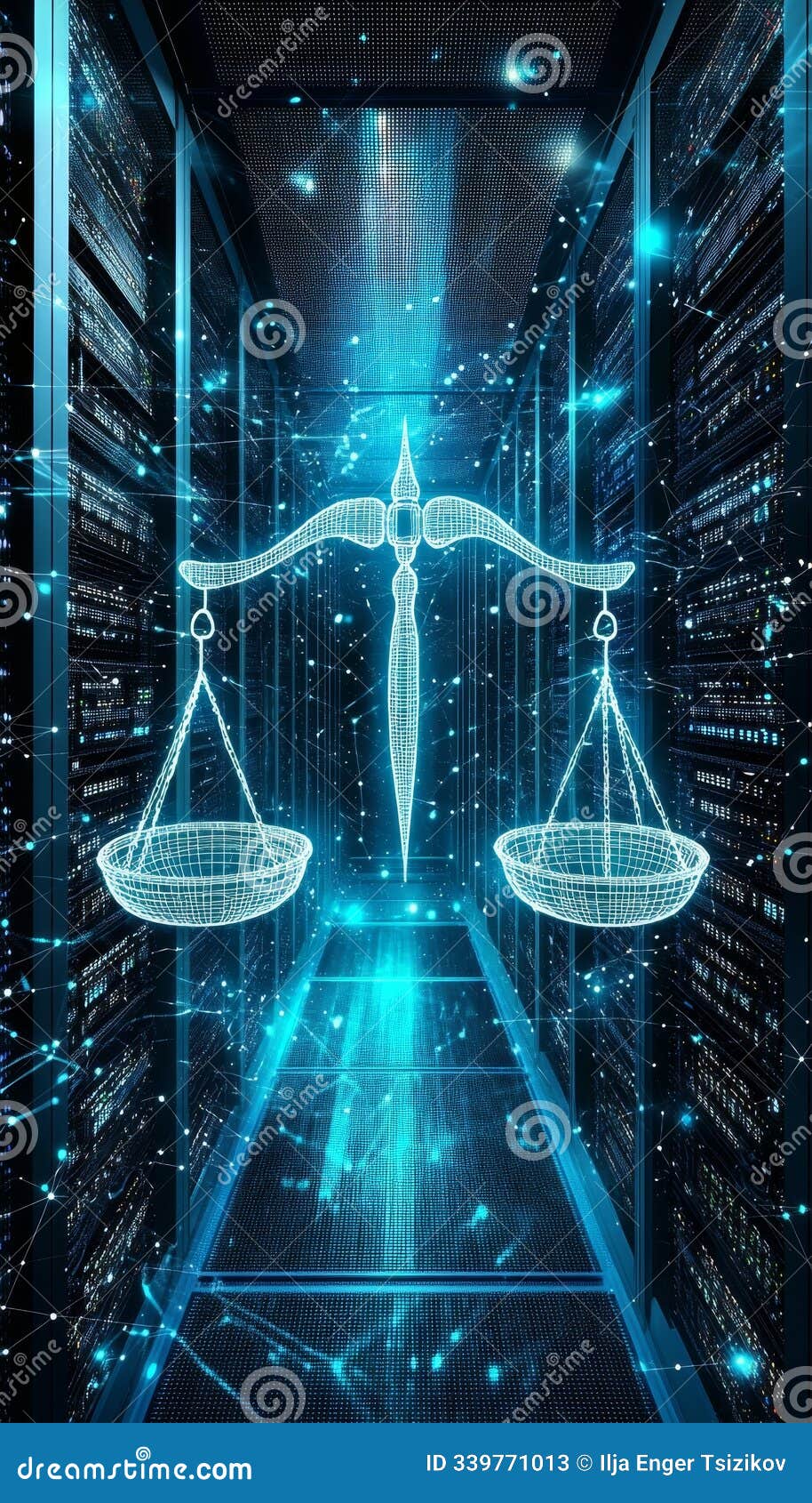Scales of Justice, Digital Justice, Cyber Law, Justice System in Server ...
