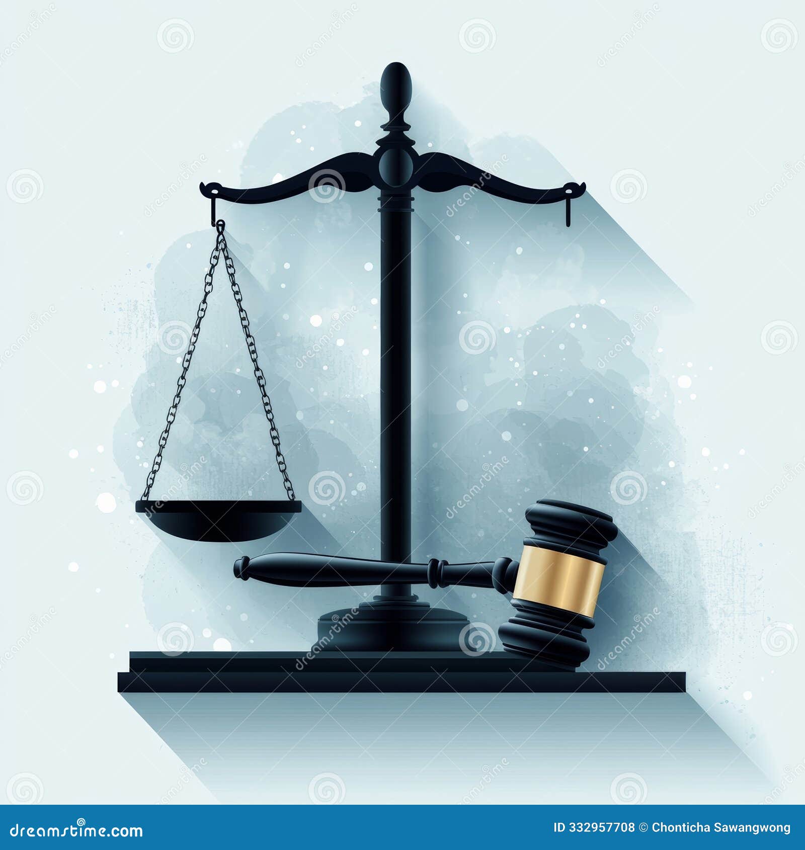 Scales of Justice with Gavel Illustration Stock Illustration ...