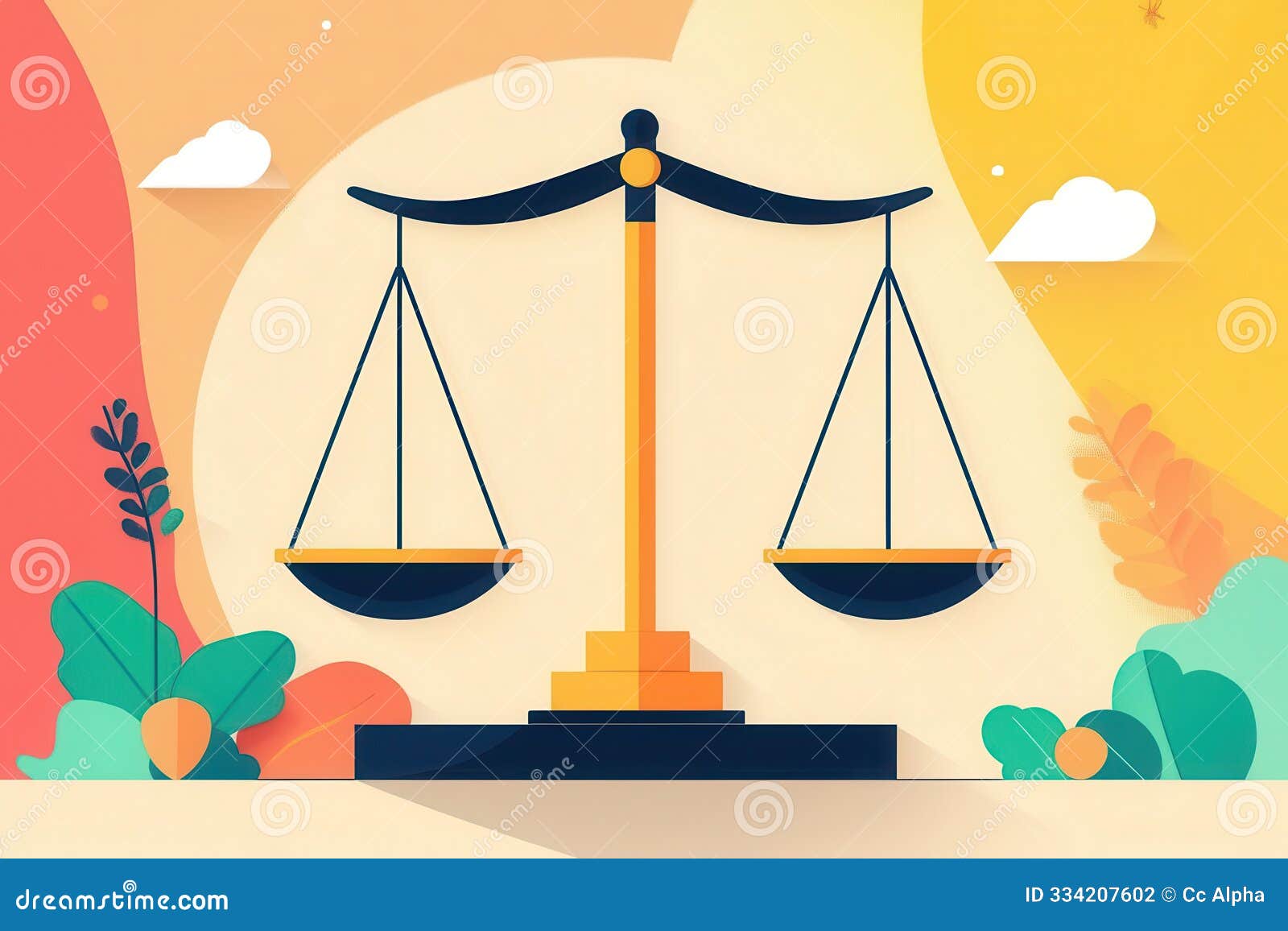 Scales of Justice with Light and Shadow, Moral Choices, Flat Design ...