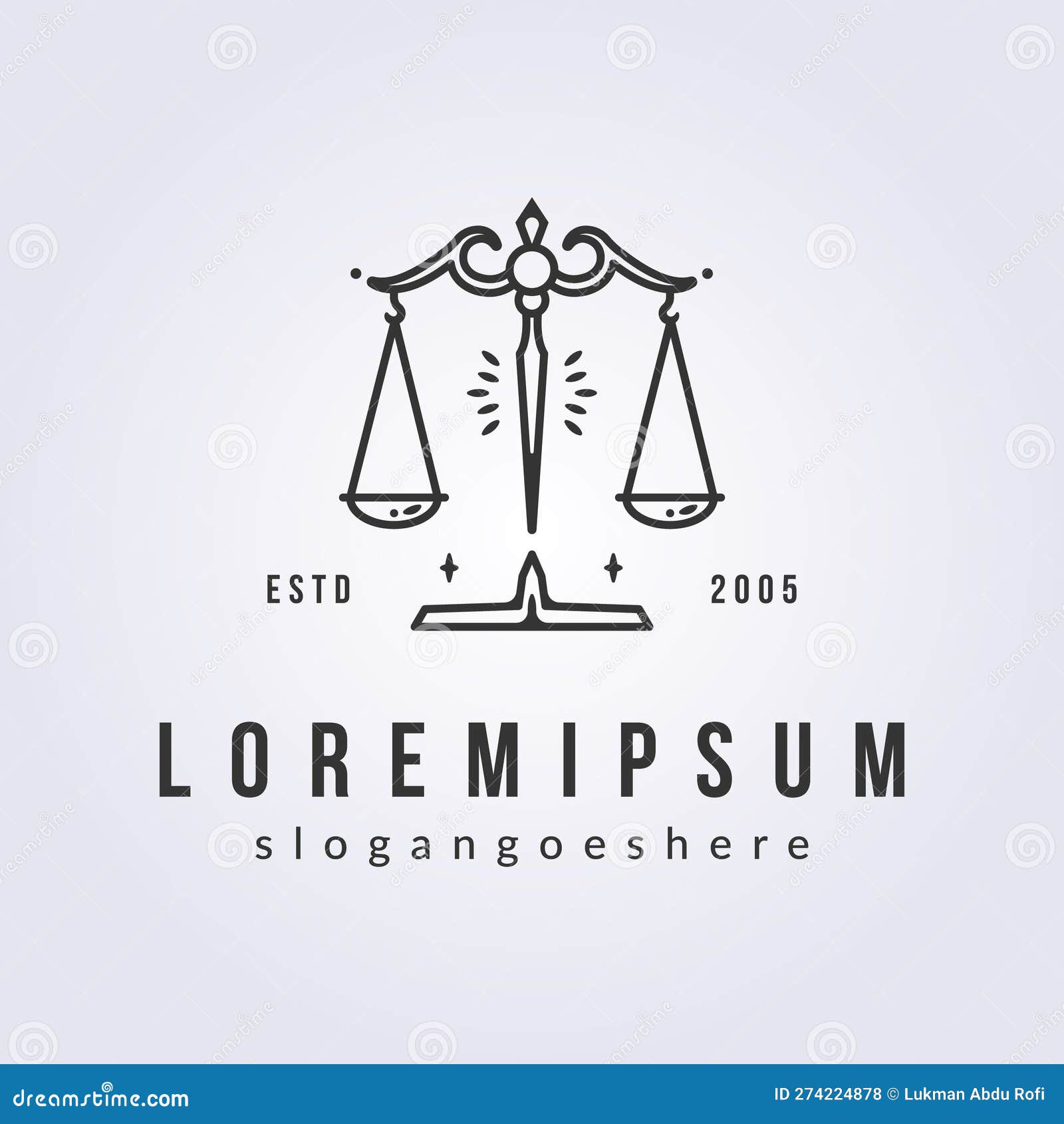 Scales of Justice Line Art Vector Illustration Design for Logo Template ...