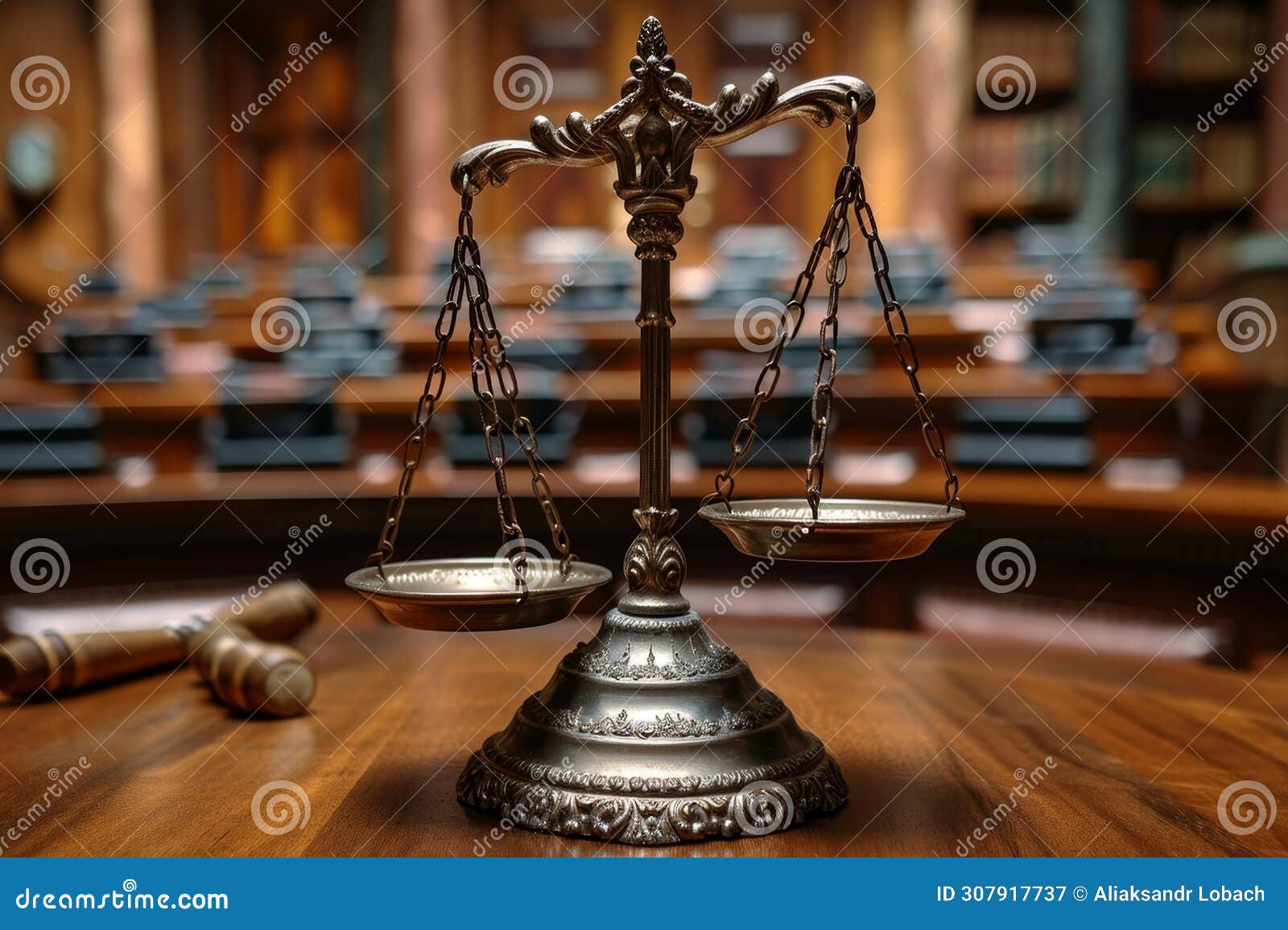 The Scales of Justice are on the Table in the Interior Stock Image ...