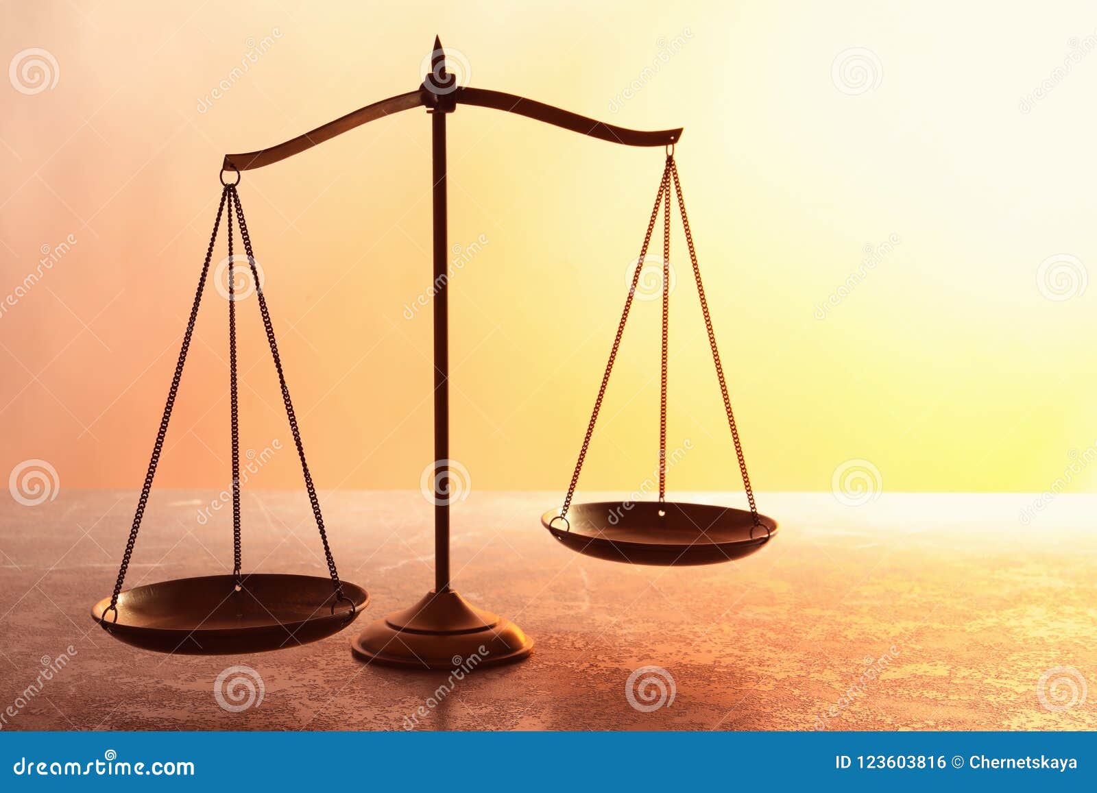 Scales of justice on table stock illustration. Illustration of attorney ...