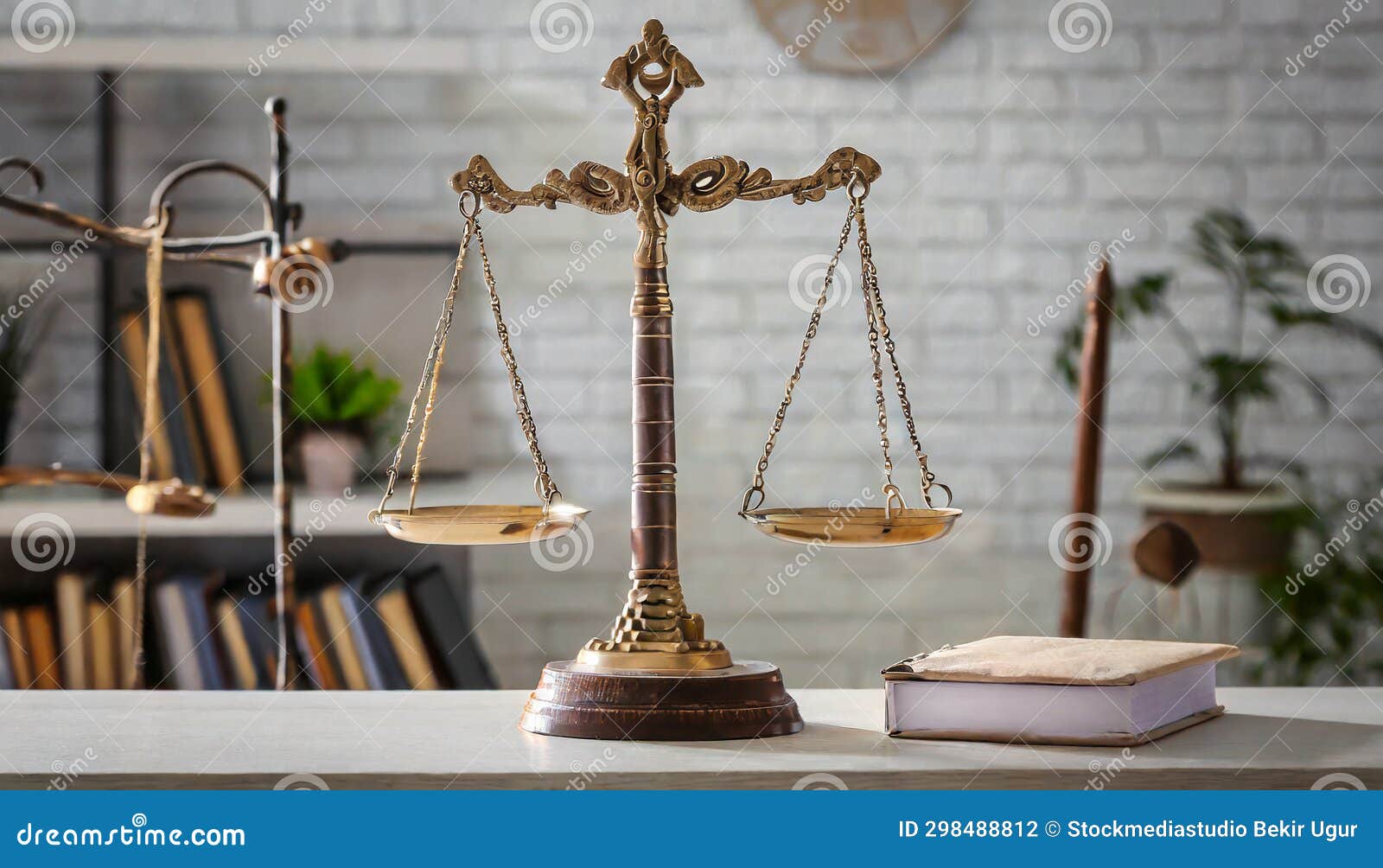 Scales of justice on table stock illustration. Illustration of criminal ...