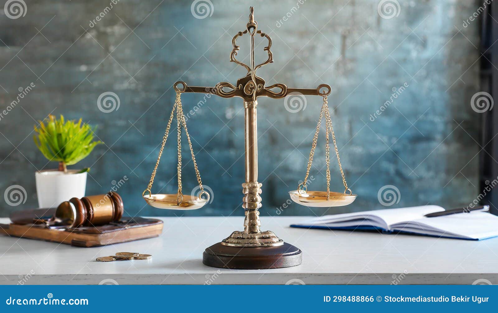 Scales of justice on table stock illustration. Illustration of attorney ...