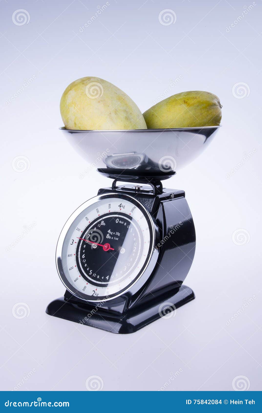 Scales for Kitchen or Kitchen Scales with Mango. Stock Photo - Image of ...