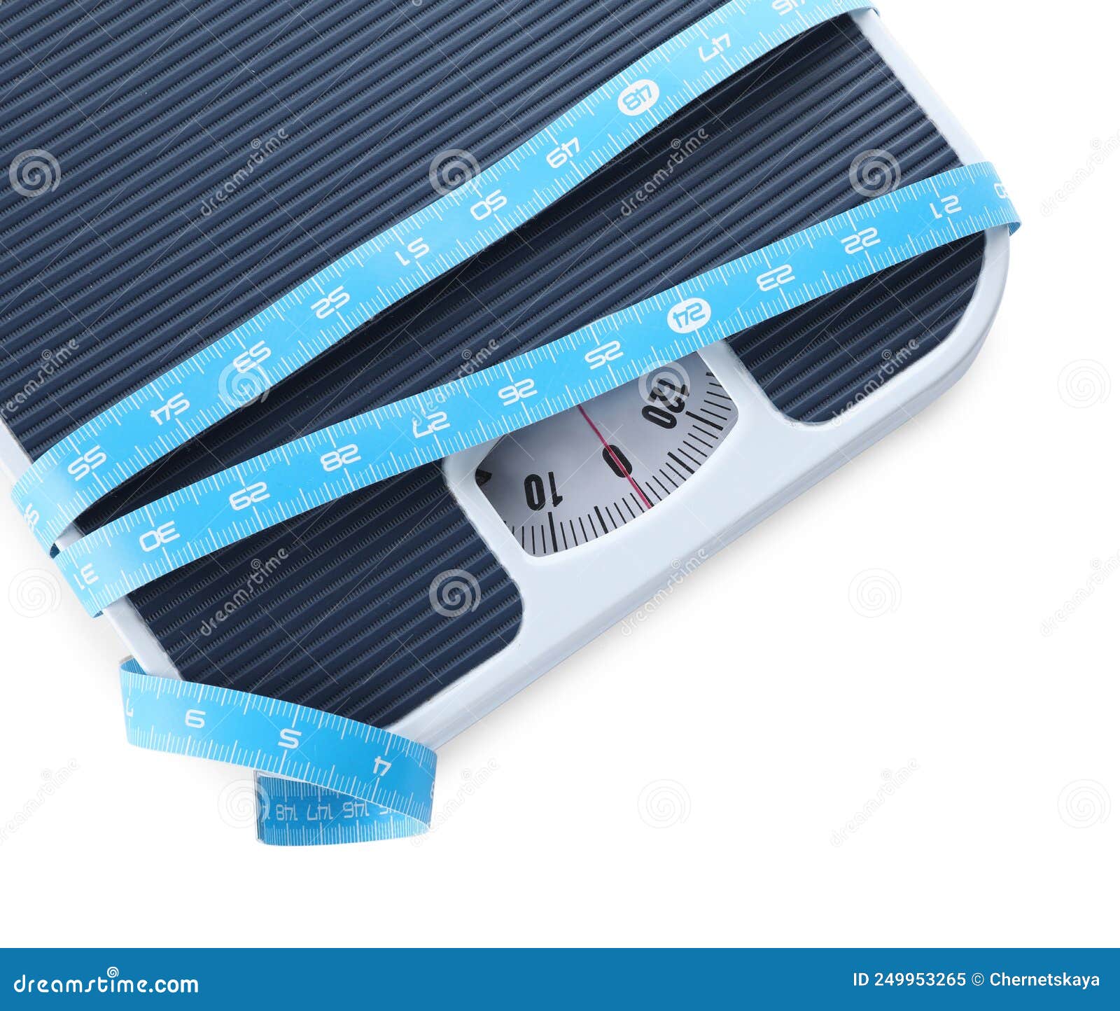 Scales and Measuring Tape Isolated on White, Top View Stock Image ...