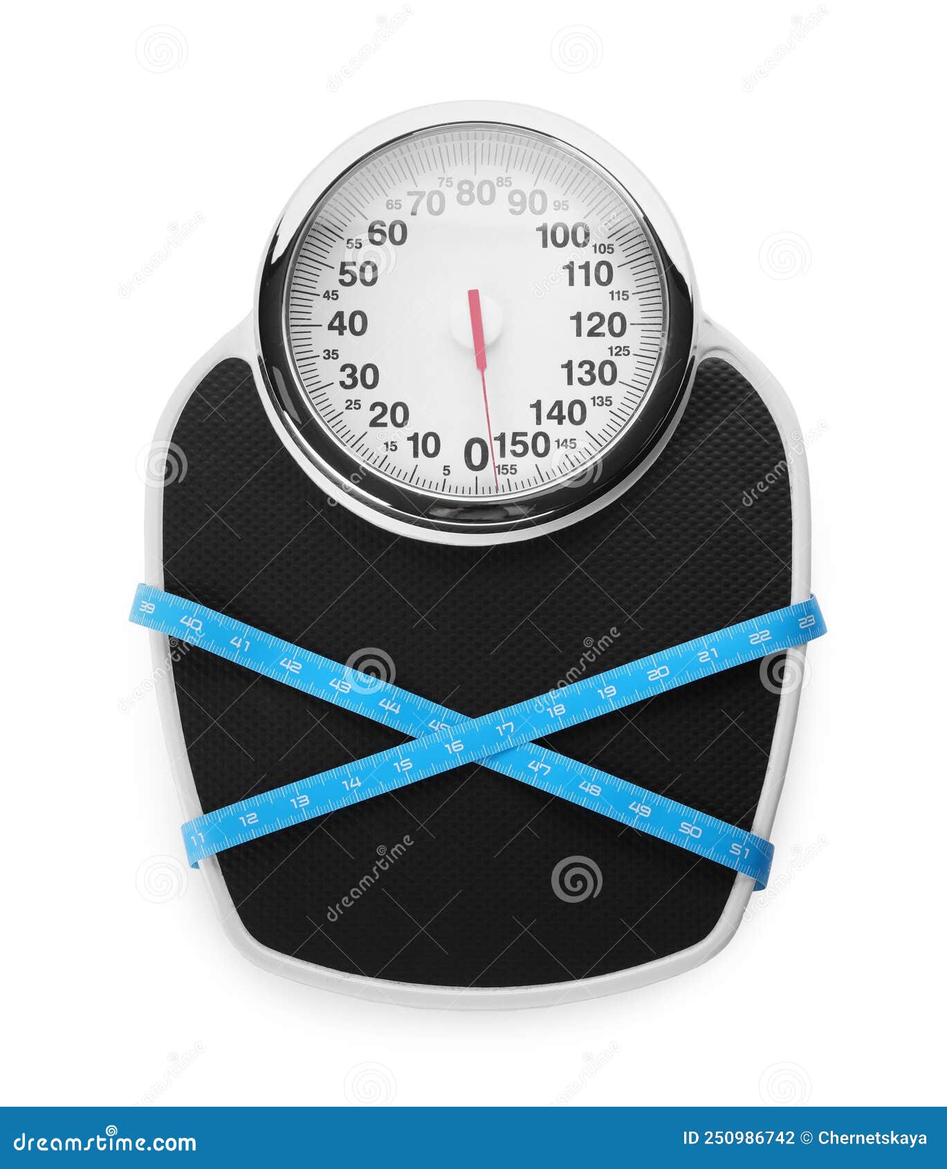 Scales and Measuring Tape Isolated on White, Top View Stock Photo ...