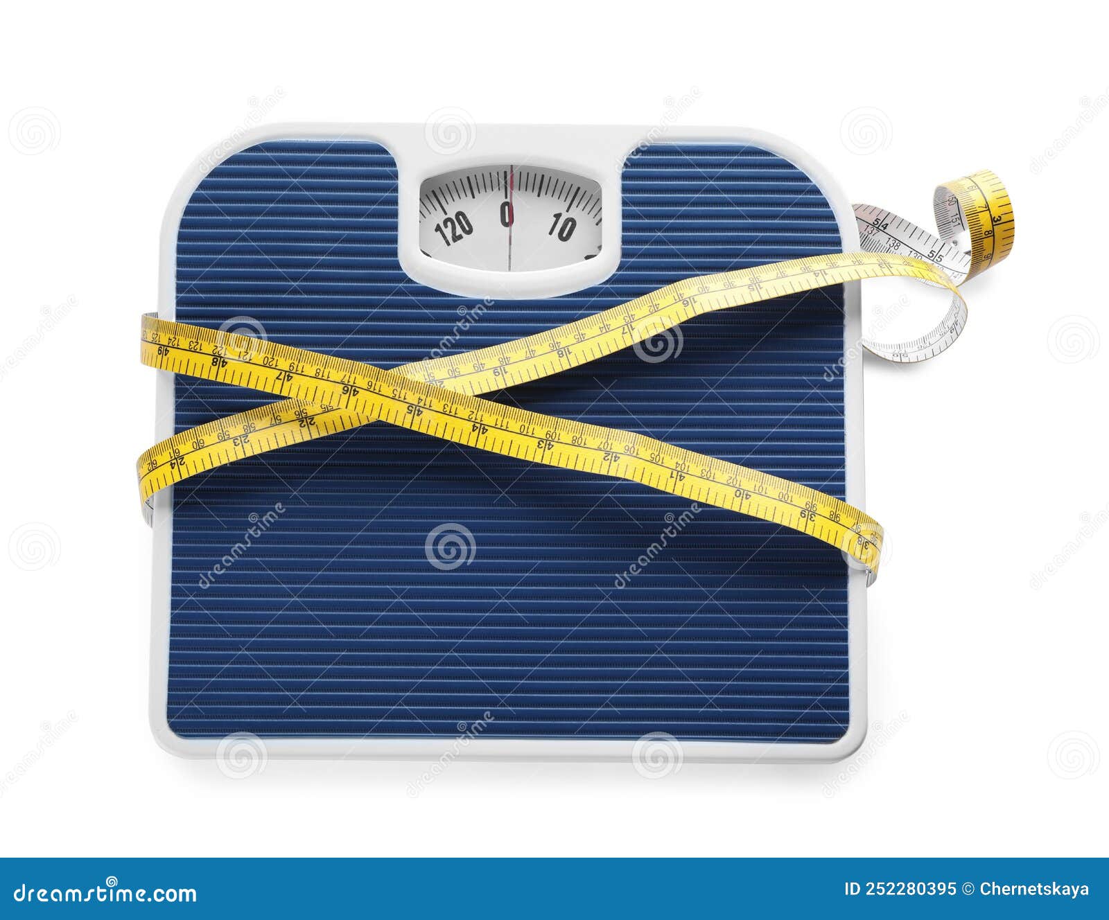 Scales and Measuring Tape Isolated on White, Top View Stock Image ...