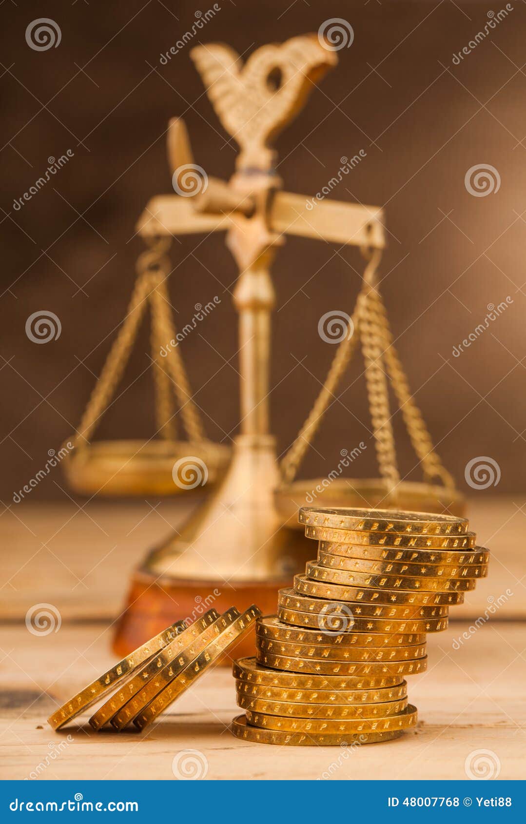Scales and Money Coins Pile on Table Stock Photo - Image of rental ...