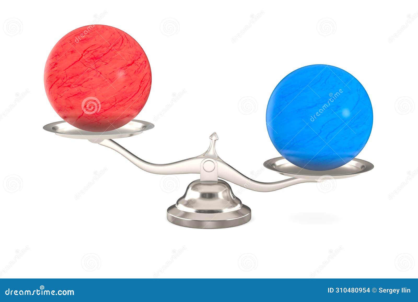 Scales with Red and Blue Balls on White Background. Isolated 3D ...