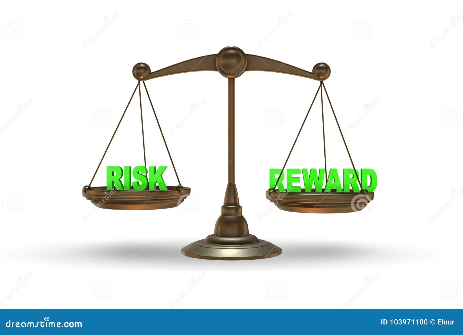 The Scales in Risk and Reward Concept- 3d Rendering Stock Illustration ...