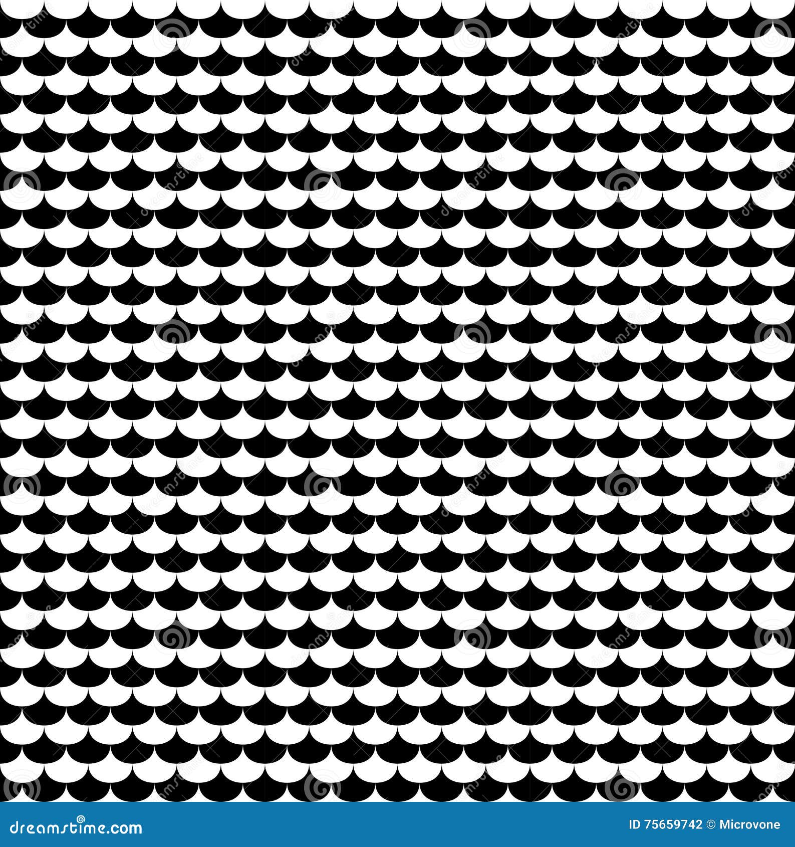 Scales Seamless Pattern in Black and White Stock Vector - Illustration ...