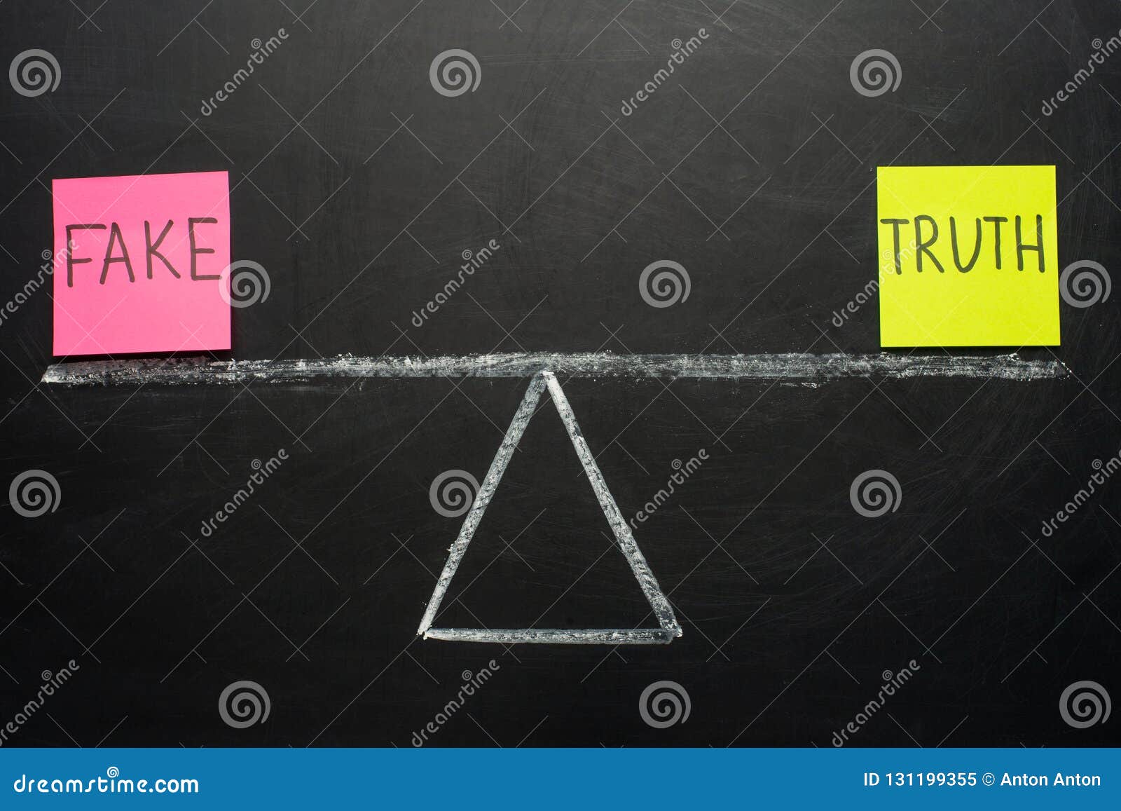 Scales with Truth and Fake. the Concept on the Blackboard. Stock Image ...