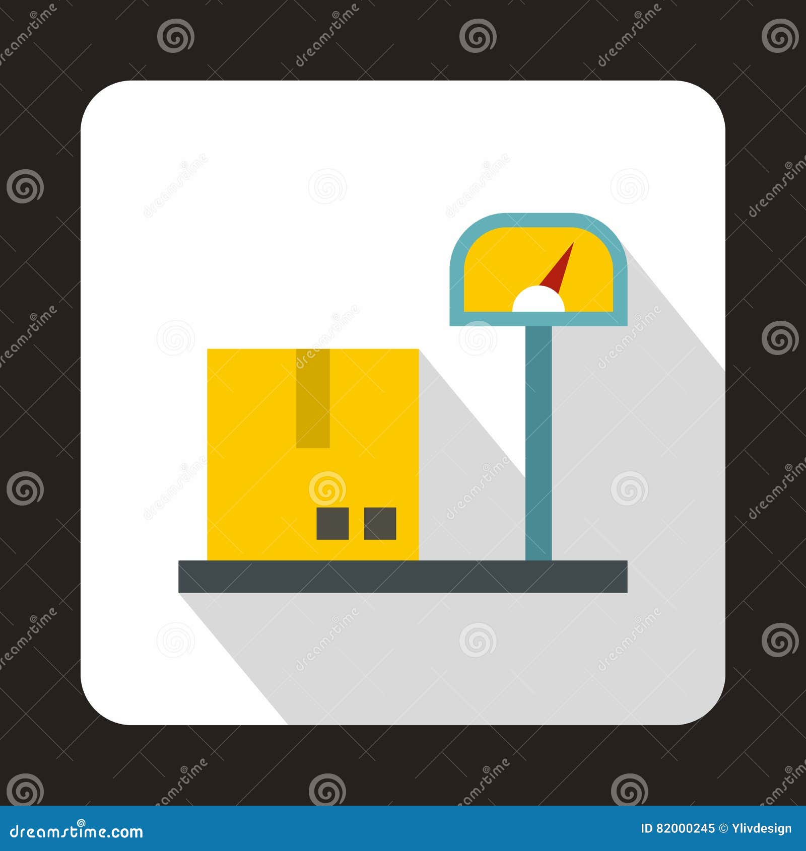 Scales for Weighing with Box Icon, Flat Style Stock Vector ...