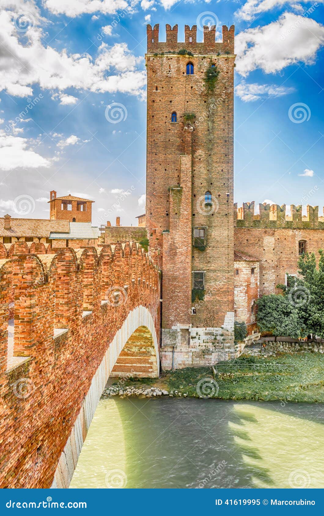 Scaliger Bridge (Castelvecchio Bridge) in Verona, Italy Stock Image ...