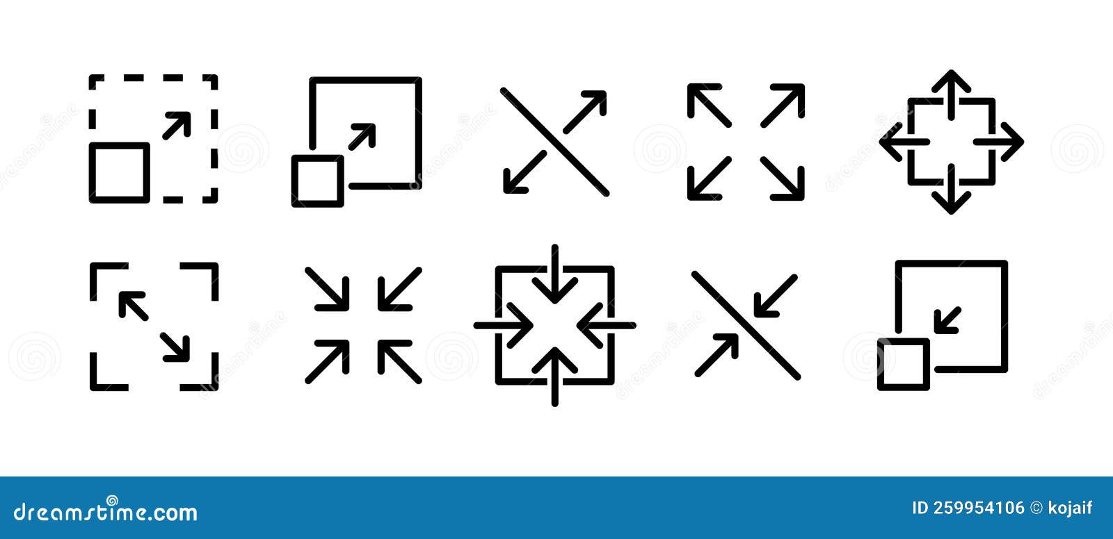Scaling and Sizing Arrows Vector Icons Set. Resize, Increase, Decrease, Scalability UI Design ...
