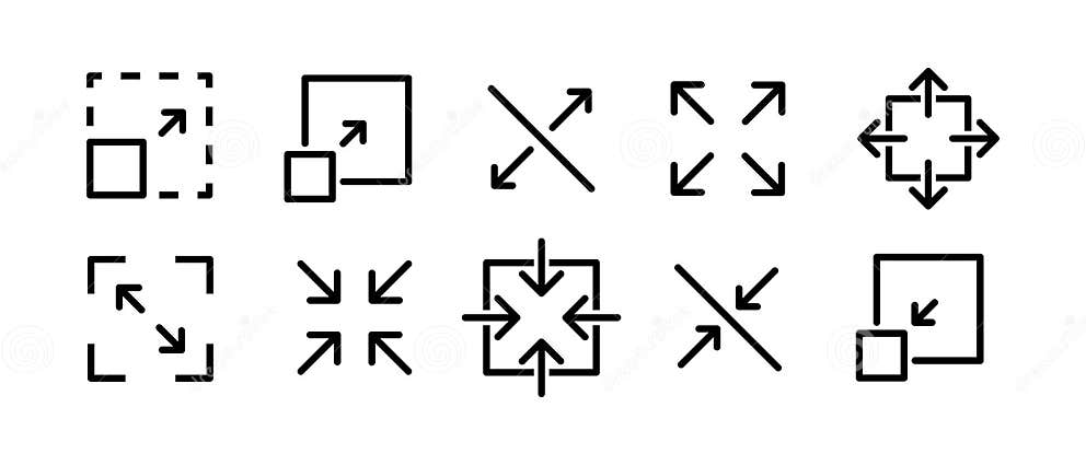 Scaling and Sizing Arrows Vector Icons Set. Resize, Increase, Decrease, Scalability UI Design ...