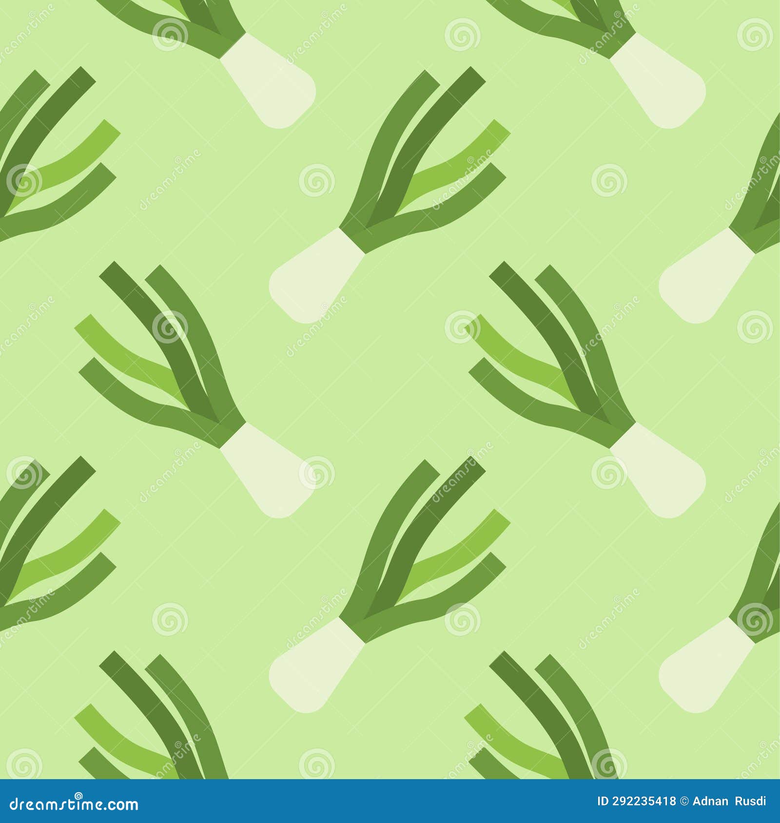 Scallion Seamless Pattern Vector Illustration. Basil and Spring Onion ...