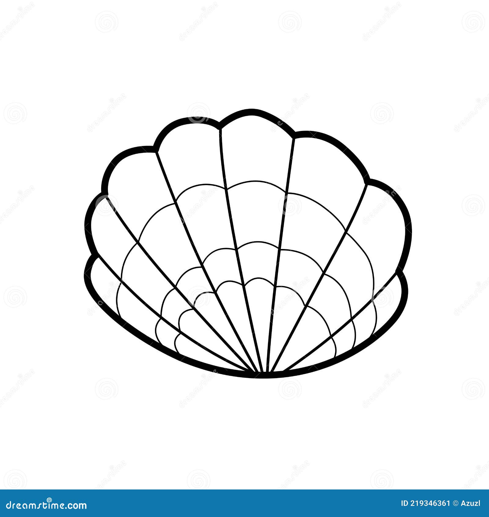 Scallop Big Shell Outlined for Coloring Page Isolated on White Stock ...