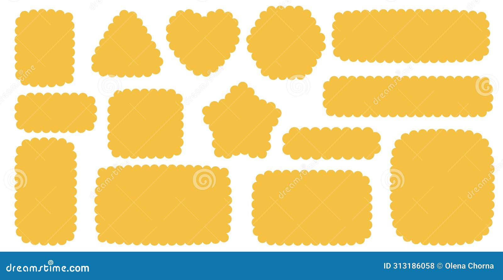 Scallop Edge Border And Frame. Square Circle And Rectangle Shape ...