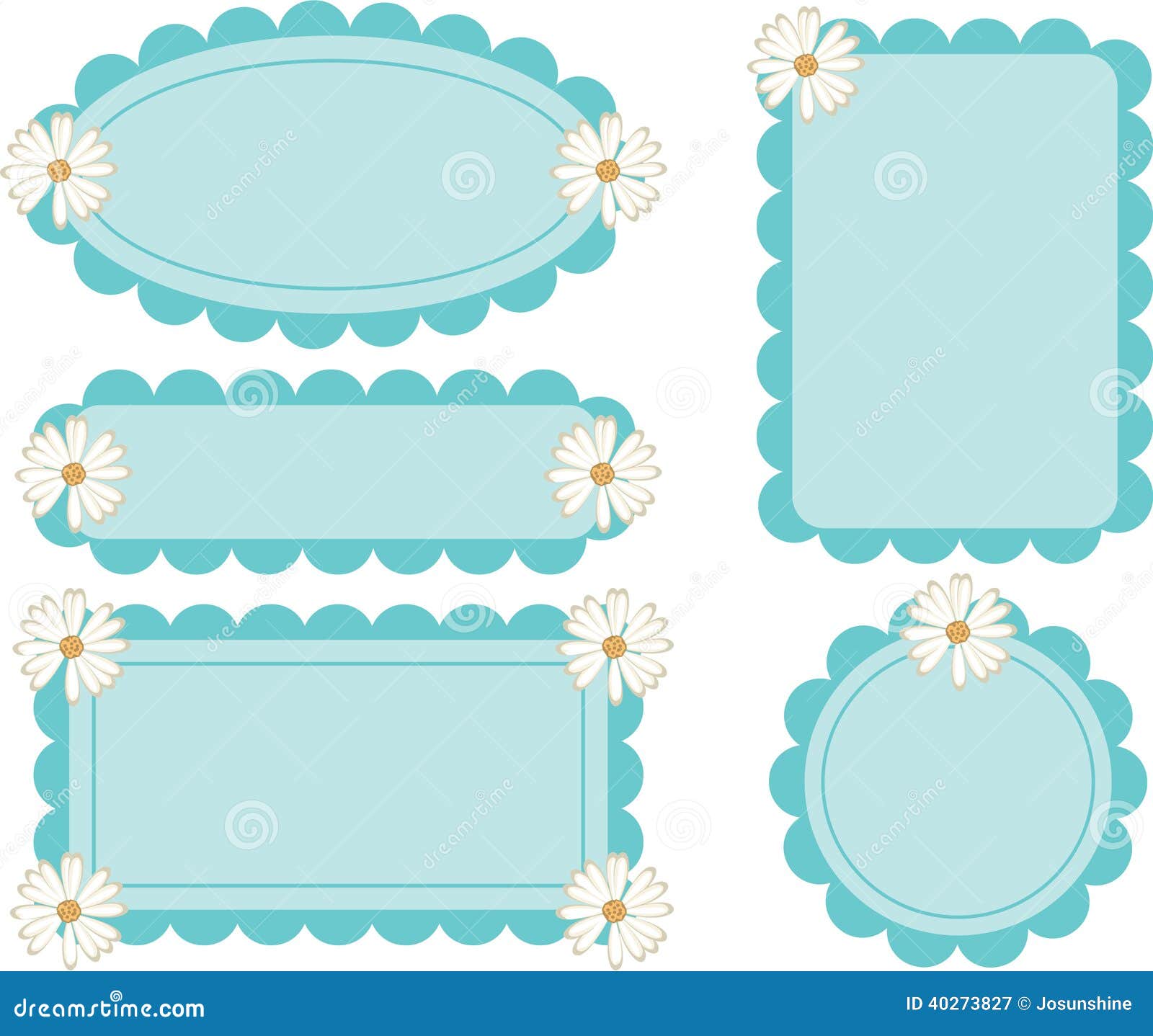 Scallop Edge Frame. Rectangle And Circle Shapes. Vector Square Border ...