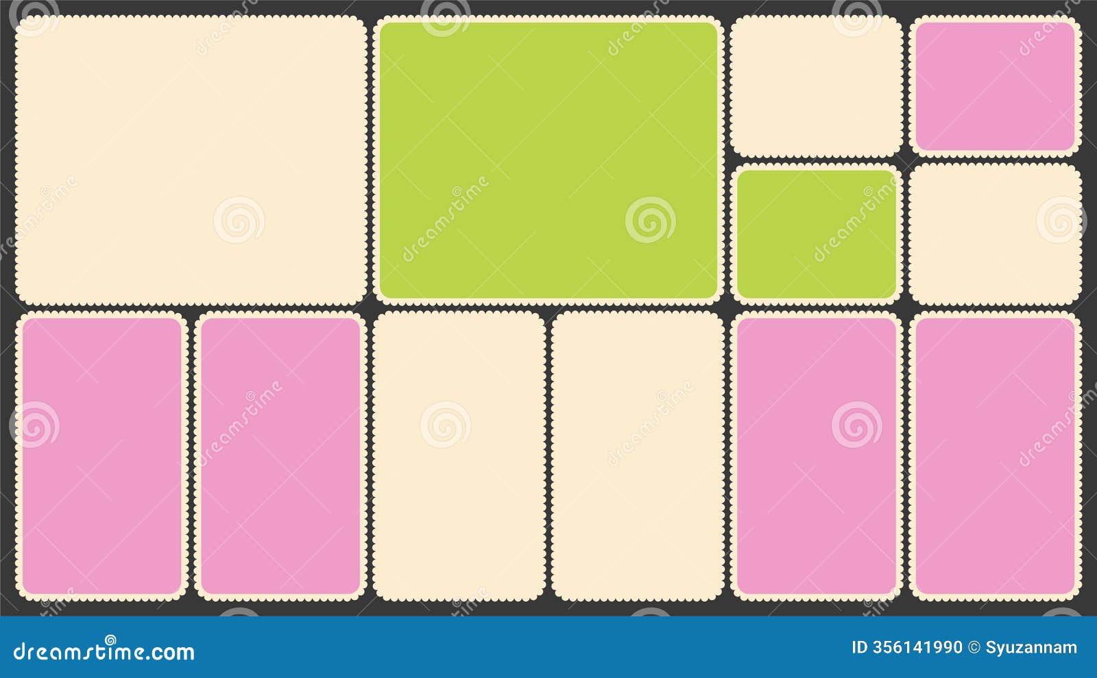 Scallop Edged Frame Template. Bento Collage Grid Shapes. Geometry ...