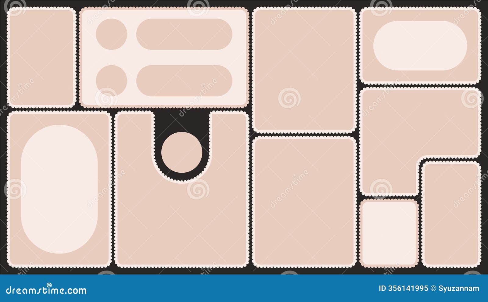 Scallop Edged Frame Template. Bento Collage Grid Shapes. Geometry ...