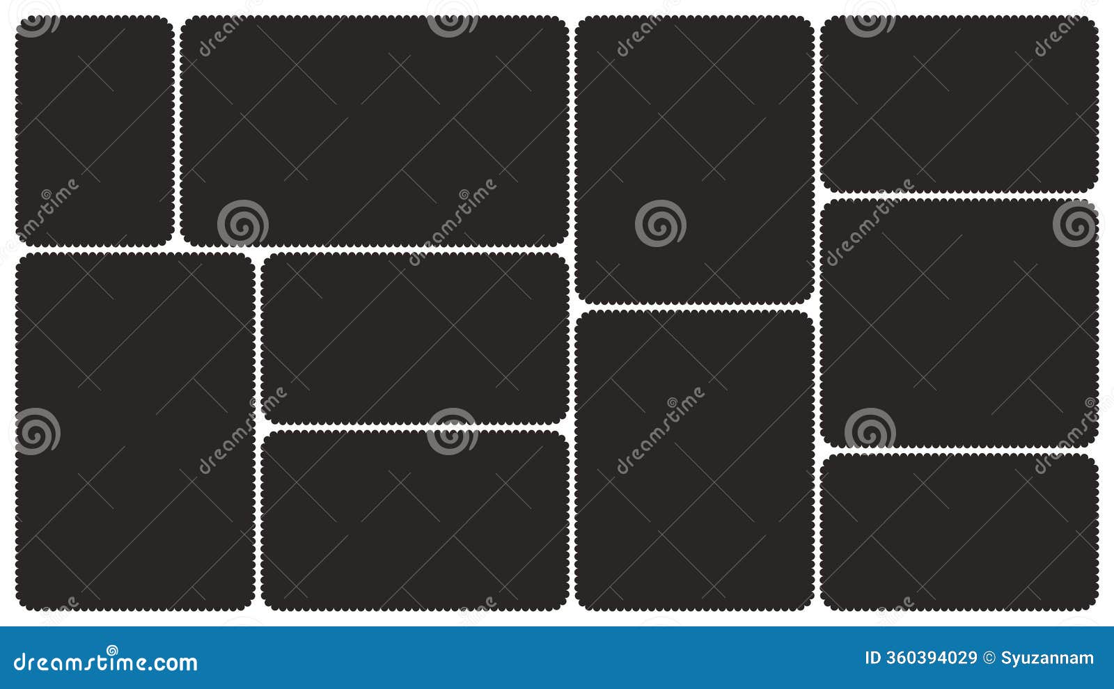 Scallop Edged Frame Template Set. Bento Box Rectangle Borders Shapes ...