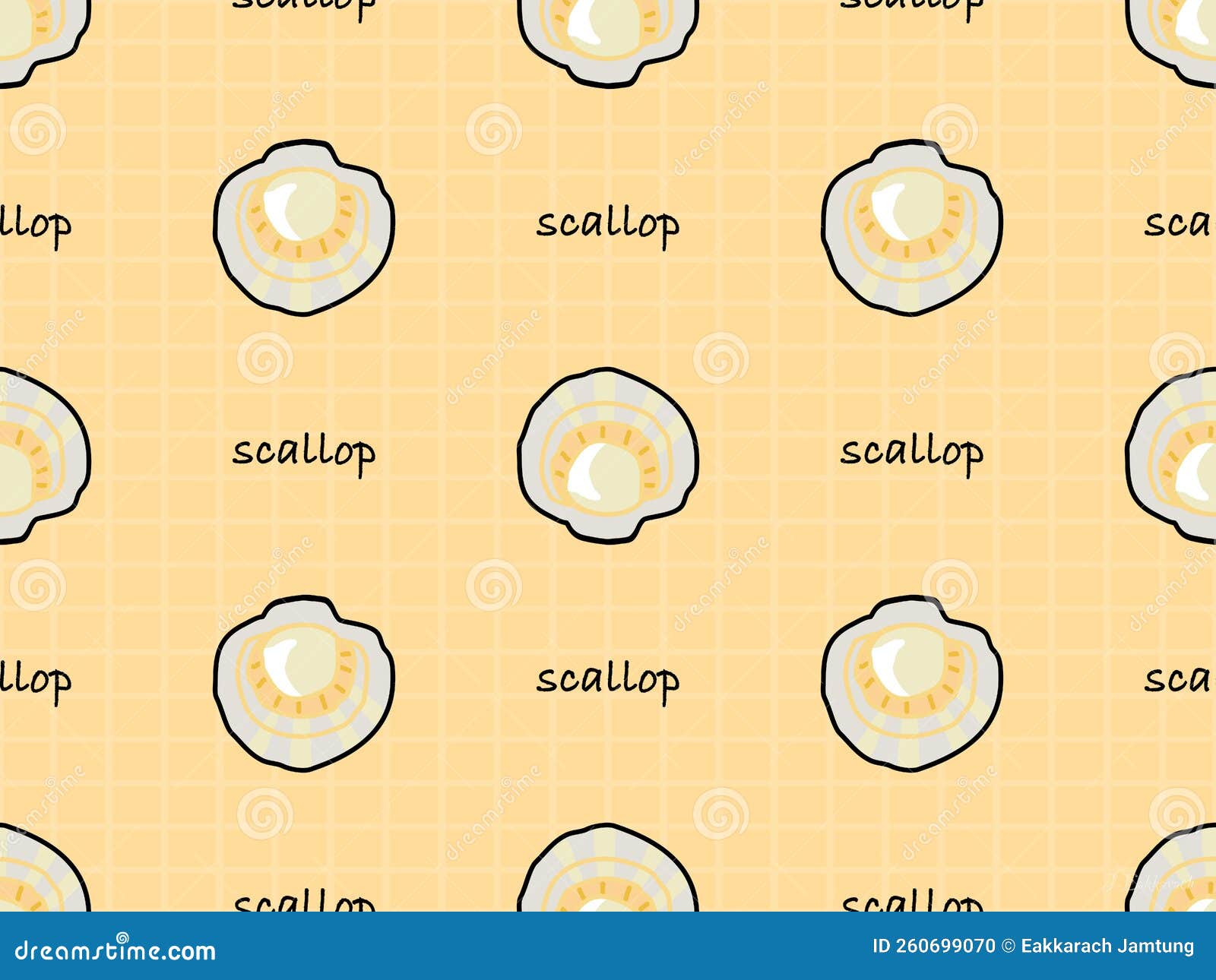 Scallop Flower Seamless Pattern on Yellow Background Stock Illustration ...