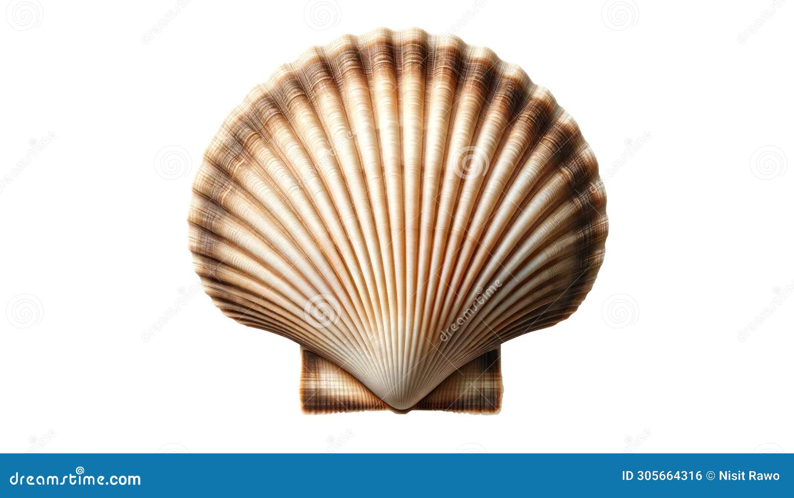 Scallop Isolated on White Background,top View Stock Photo - Image of ...