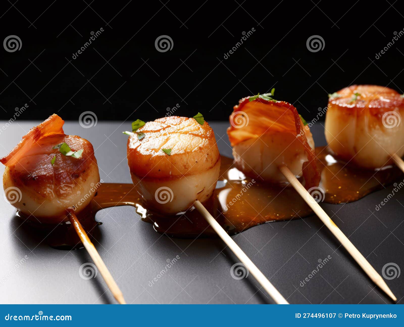 Scallop Pops Restaurant Dish on a Large White Plate Generative AI Stock ...